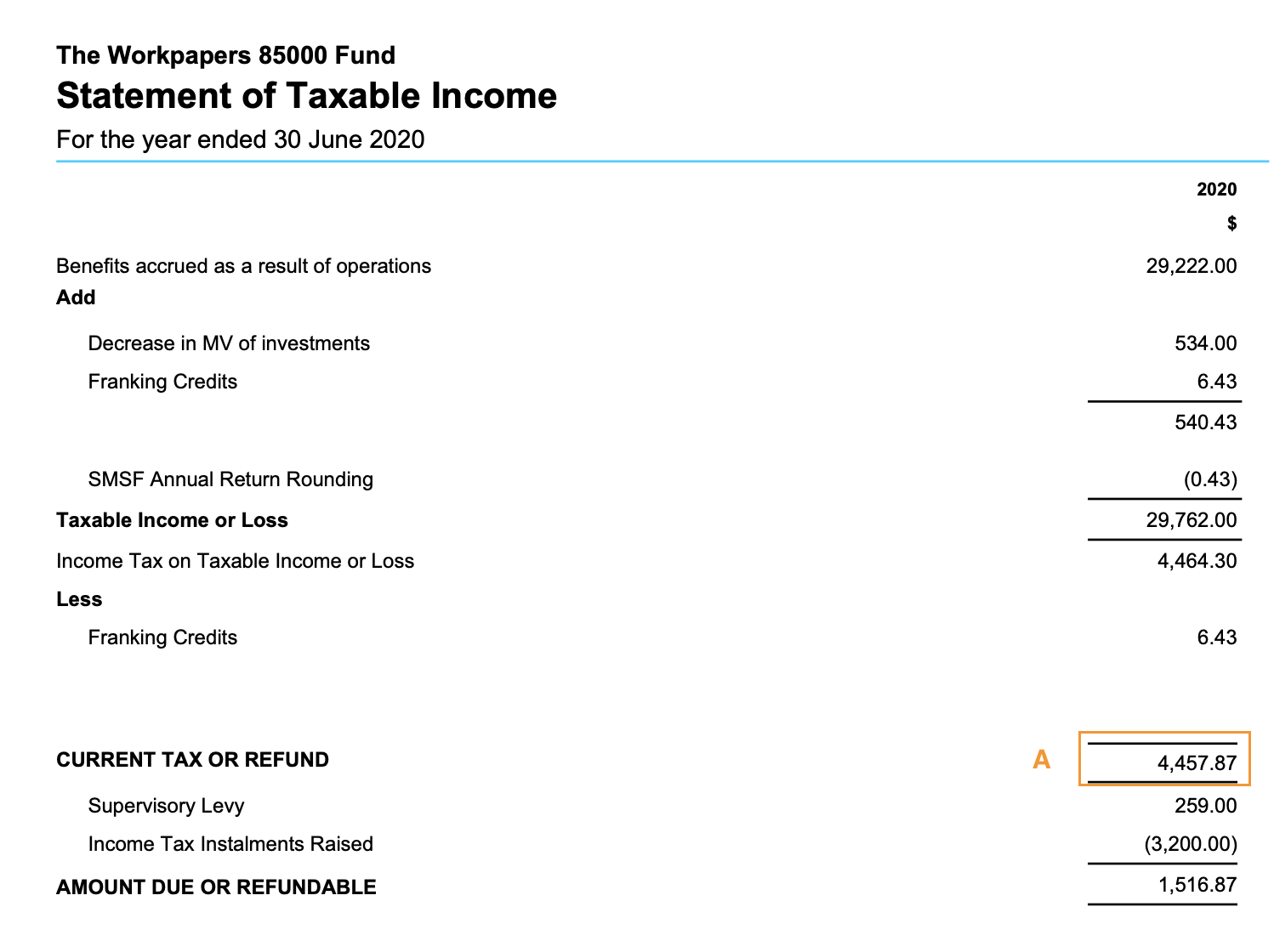 Workpapers 85000 Income Tax Reconciliation – Simple Fund 360 Knowledge Centre