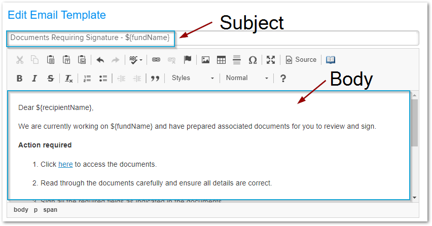Editing Email Templates for Digital Signing – Simple Fund 360 Knowledge ...