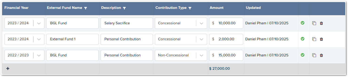 Previous Years & External Contributions - Member Dashboard – Simple ...